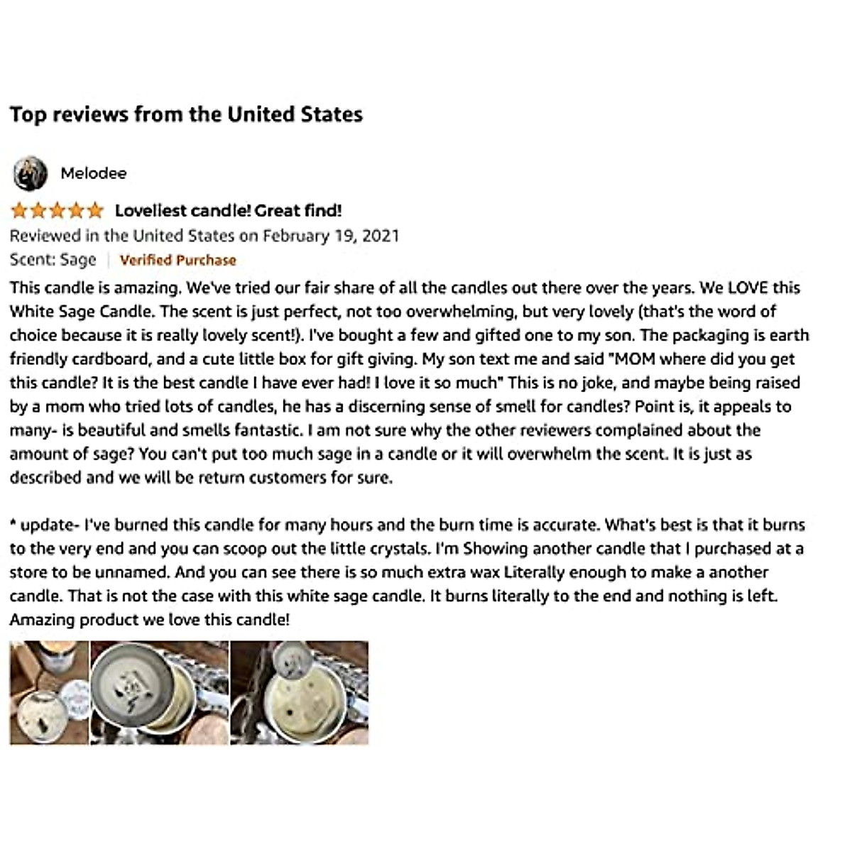 White Sage Smudge Candle with Citrine & Quartz Gemstone Crystals 100% Natural Soy Essential Oils (Sage)