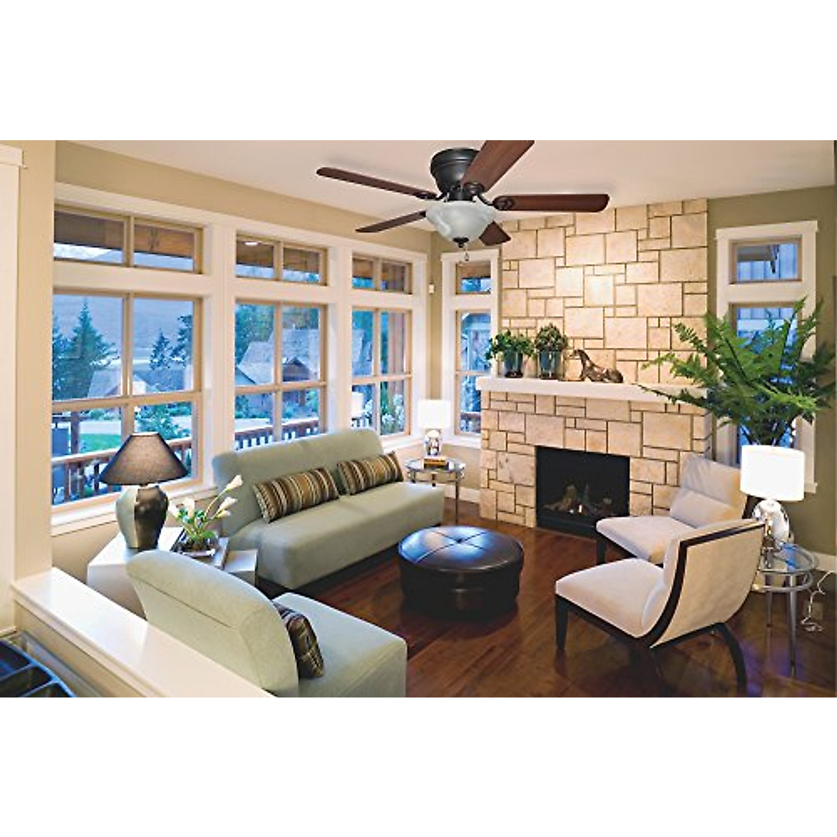 Craftmade Flush Mount Ceiling Fan with Light WC42ORB5C3F Wyman Oil Rubbed Bronze 42 Inch Hugger Bedroom Fan