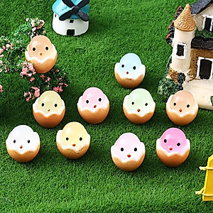 Ximimark 30pcs Luminous Cute Eggshell Chick Play House Toy Egg White Resin Car Decoration DIY Jewelry Accessories Children Surprise Gift