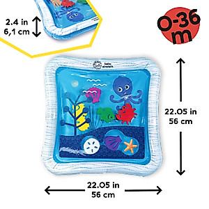 Baby Einstein Octopus Water Play Mat - Safety Fill Line, Tummy Time Activity & Sensory-Toy for Babies Newborn and up, Blue