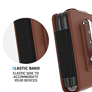 NKase Holster Case for Samsung Galaxy Z Flip 5,Z Flip 4,Z Flip 3,Motorola Razr 2024 Case,Samsung Z Flip 5 Case Belt Clip Holster,Motorola Razr 2023 Case,Motorola Razr Plus Leather Pouch, Brown