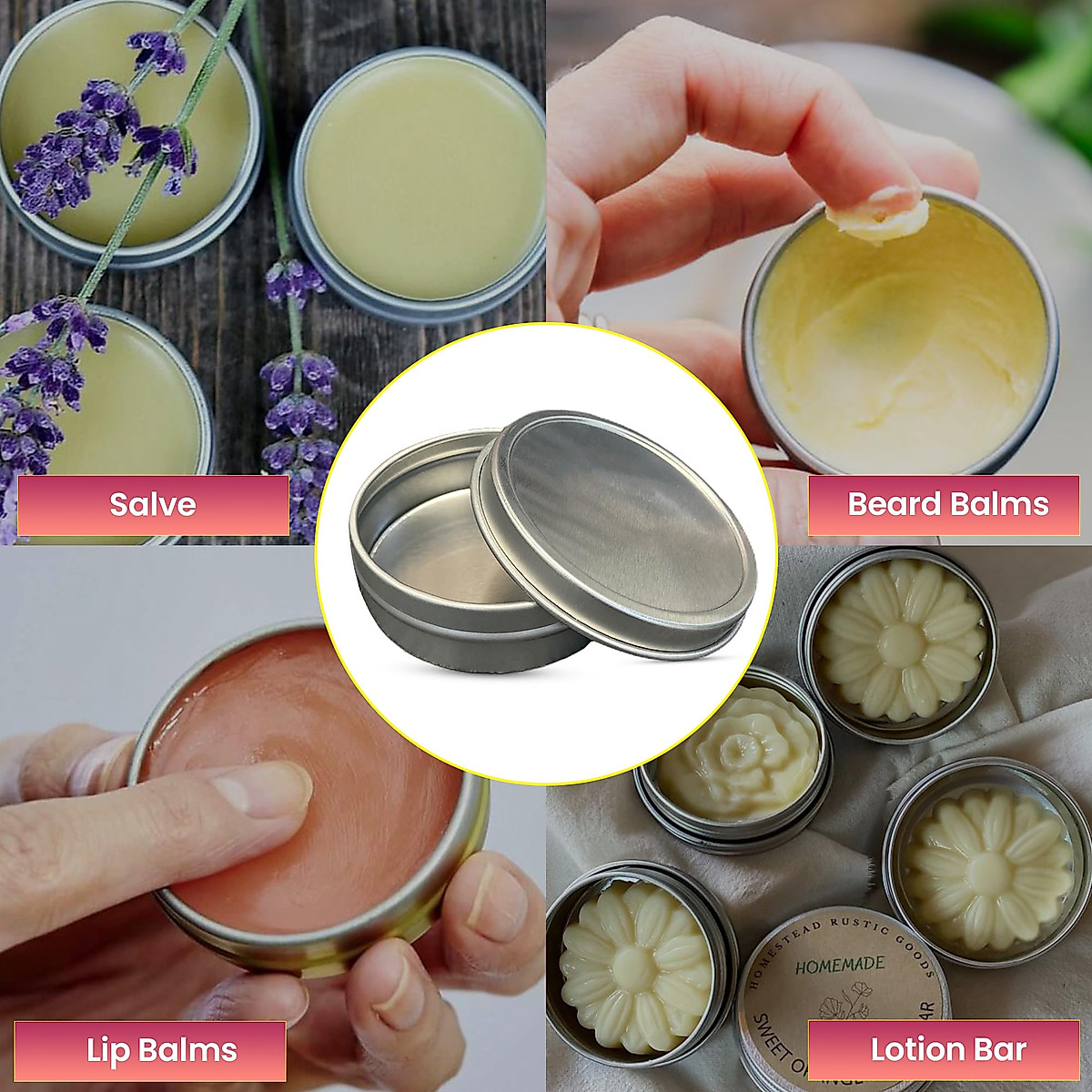 72 Pack 2 Oz Metal Round Tin Containers with Slip-on Lid, Empty Food-grade Tins with Slipcover Lid for Balms, Cosmetics, Candy, Candles, Lotion, Salves 60 mL