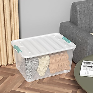 Vcansay 85 Qt Large Latching Storage Box, Large Clear Plastic Storage Bin, Multipurpose Storage Container with Lid, 4 Packs