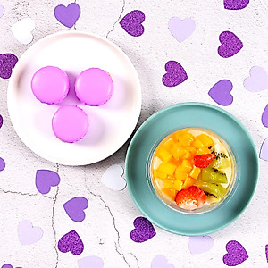 Purple White Lavender Heart Confetti - 300pcs Valentines Mothers Day Decor Glitter Paper Dots Bridal Baby Shower Wedding Bachelorette Engagement Birthday Party Table Decorations Lasting Surprise