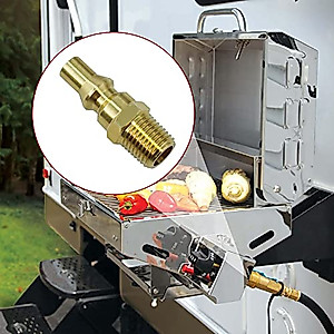 MENSI Propane Gas Quick Connect Adapter 1/4" NPT Full Flow Brass Male Plug Kit for RV Portable BBQ