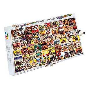 Logicpuz Vintage Western Movie Poster Jigsaw Puzzle 1000 Piece Old West Themed Puzzle for Adult