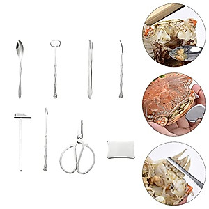 UPKOCH 2sets8pcs Peel Eating Mallet Shrimp Seafood Claw Nut Steel Crab Scissor Legs Tool Accessories Kitchen Storage with Case Utensils Tools Crackers Lobster Leg Picks Shell