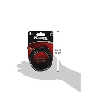 Master Lock Bike Lock Cable with Combination Black, 8143D