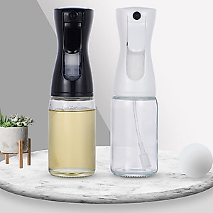 Oil Sprayer for Cooking, 200ml Olive Oil Sprayer Mister, Olive Oil Dispenser, Glass Olive Oil Spray Bottle, Kitchen Gadgets Accessories Canola Oil Spritzer for Salad Making, Baking Frying, BBQ (Black)
