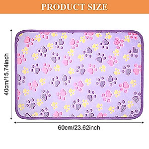 4 Pcs Pet Blanket Dog Puppy Blanket Paw Print Fleece Blanket for Small Medium Large Pet Dog Cat Warm Soft Sleep Mat Guinea Pig Cage Liners Blanket (White, Coffee, Pink, Purple, Small)