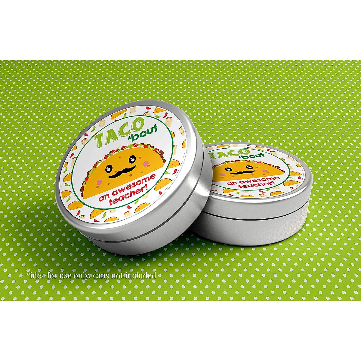 Taco ‘Bout an Awesome Teacher Appreciation Thank You Sticker Labels, 40 2" Party Circle Stickers by AmandaCreation, Great for Envelope Seals & Gift Bags