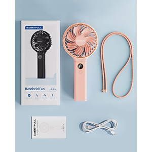 SWEETFULL Handheld Fan, Portable Fan, 5000mAh Rechargeable Battery, 6 Speed Wind, LED Display, Personal Mini Travel Fan with Backup Power, Hand Held Fan USB Foldable Electric Fan for Women Girl