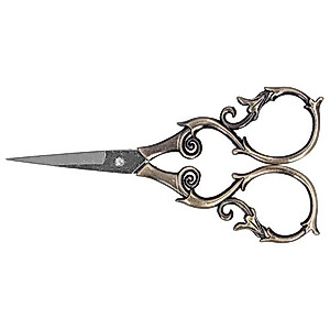 Vintage European Style Sewing Scissors, Flower Plum Blossom Scissors Embroidery Stainless Steel Scissors for Tailor Craft Work(Green)