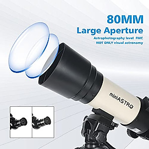 80mm Refractor Telescope for Adults Astronomy - Professional Astronomical Telescope for Beginners Viewing Planets- Portable and Powerful Telescopes with Adjustable Tripod, Phone Adapter, Easy to Use