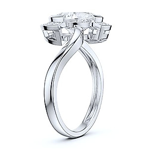 PRSTANI 10K White Gold Twisted Shank Half-Halo 7x9mm 2CT Simulated Oval Cut Diamond Engagement Ring Promise Ring (8)
