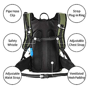 RUPUMPACK Insulated Hydration Backpack Pack with 2.5L BPA Free Bladder, Lightweight Daypack Water Backpack for Hiking Running Cycling Camping, Commuter, Fits Men, Women, Kids, 18L