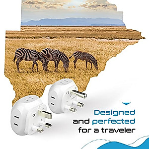 Ceptics South Africa Travel Plug Adapter Set - 4 Input - Ultra Compact - Light Weight - Type M and Type G - USA to Any Type M Countries Such as Botswana, Namibia - 4 Pack (PT-7-10L-4PK),White