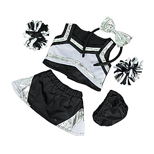 Metallic Silver & Black Cheerleader Teddy Bear Clothes Fits Most 14"-18" Build-A-Bear and Make Your Own Stuffed Animals