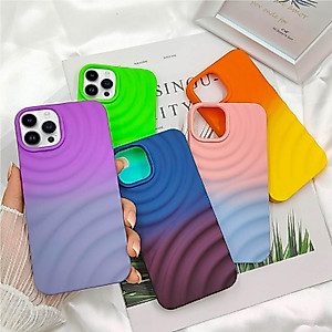 Womdakon Compatible with iPhone 13 Pro Max Phone Case Girls Cute Gradient Bicolor Crimp Wave Pattern Soft Silicone Shockproof Camera Protective Back Cover Slim Phone Case for Women - Purple Gray