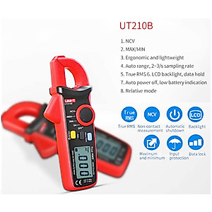 UNI-T UT210B True RMS 200A AC Mini Clamp Meters Ammeter NCV Test Professional Multimeter Digitais LCD Backlight MAX MIN