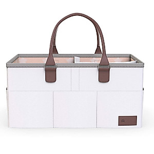 Portable Baby Diaper Toy Caddy Organizer Bin for Nursery Essentials, Car, or On the Go with Handles