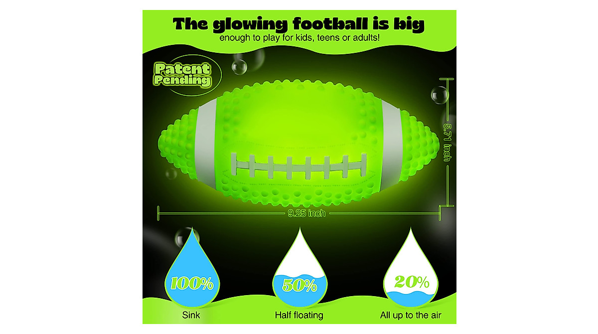 Hiboom Glow in The Dark Football, 9.25 Inches Light up Waterproof ...