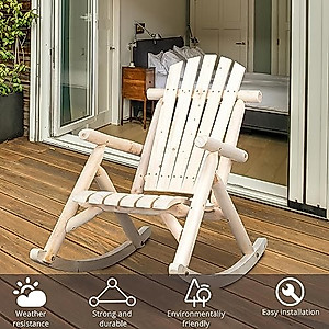 vinmax Outdoor Fir Wood Rocking Chair - Log Color | Courtyard Patio Furniture with Classic Design | Wooden Outdoor Rocker for Garden and Porch