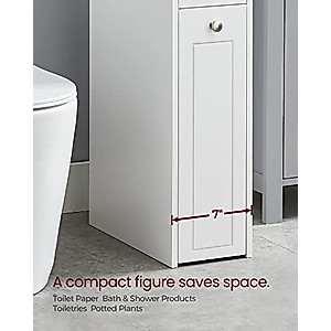 VASAGLE Small Bathroom Storage Cabinet, Slim Bathroom Storage Organizer, Toilet Paper Holder with Storage, Toilet Paper Storage Cabinet with Slide Out Drawers, for Small Spaces, White UBBC847P31