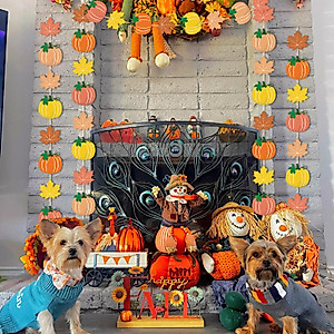 8 pack Fall Pumpkin Maple Leaf Hanging Banners,Little Pumpkin Baby Shower Decorations Fall Birthday Party Hanging Swirls,Autumn Thanksgiving Hanging Decorations for Classroom Home Party Supplies