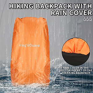 King'sGuard 60L Hiking Backpack Men Women Camping Backpack Waterproof Backpacking Mountaineering Climbing Daypack with Rain Cover (Black)