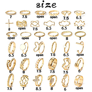 ZOVOLI 19-36 Pcs Gold Boho Knuckle Rings Set for Women, Vintage Stackable Dainty Joint Finger Gold Jewelry Set with Love Pearl and Sparkling Crystals (36-PCS)