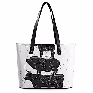 Womens Handbag Farm Animals Leather Tote Bag Top Handle Satchel Bags For Lady