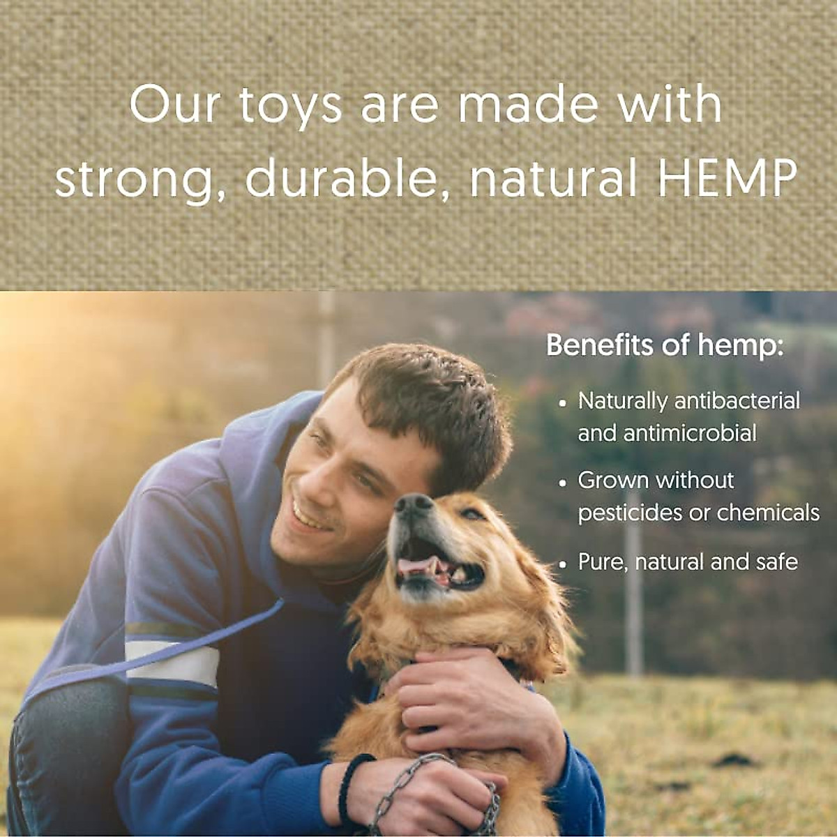 Honest Pet Products 9" Eco-Fetcher, Fetch Dog Toy for Large Dogs Breeds, Made from Natural Durable Hemp, Interactive, Eco-friendly | Made in USA