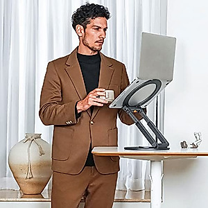ProtoArc 360 Rotating Laptop Stand, ESZ1 Swivel Laptop Riser Ergonomic Computer Stand for Laptop, Adjustable Height, Fully Foldable for Easy Storage, Fits All MacBook/Laptops up to 17 inches