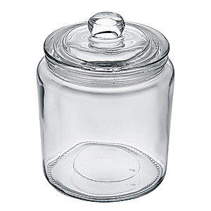 Restaurantware Vetri 0.2 Gallon Glass Storage Jar 1 Dishwashable Glass Cookie Jar - Airtight Seal Wide Opening Clear Glass Candy Jar Knob Handle Lid For Kitchen Laundry Or Storage