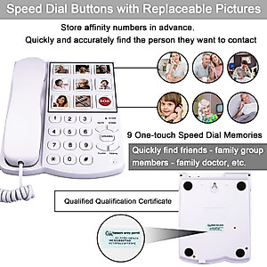 Big Button Phone for Seniors, LD‑858HF Key Amplified Telephone Photo Memory Corded Landline for Low Vision