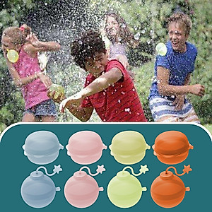 Grebest Reusable Water Balloons,Summer Outdoor Pool Beach Water Fighting Ball Games Toy-Self-Sealing Quick Fill Water Bombs Balls for Kids Adults Pink C 2.36