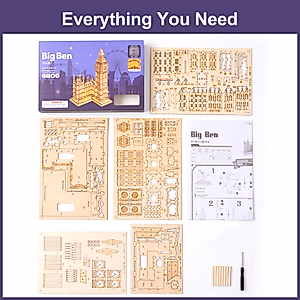 Rowood 3D Puzzles for Adults Wooden Model Kit Adult Craft Kit Gifts for Teens Age 14+ Big Ben