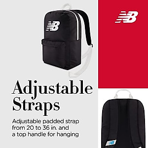 Concept One New Balance Backpack, Daypack Small Travel Bag for Men and Women, Black, 17 Inch