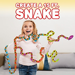ArtCreativity Jointed Snake Toys Set of 12-15 Inch Long Plastic Snakes with Joining Pieces - Great Party Favor - Fidget Toy for Kids, Gift Idea for Boys and Girls, Carnival Prize - Sensory Toy