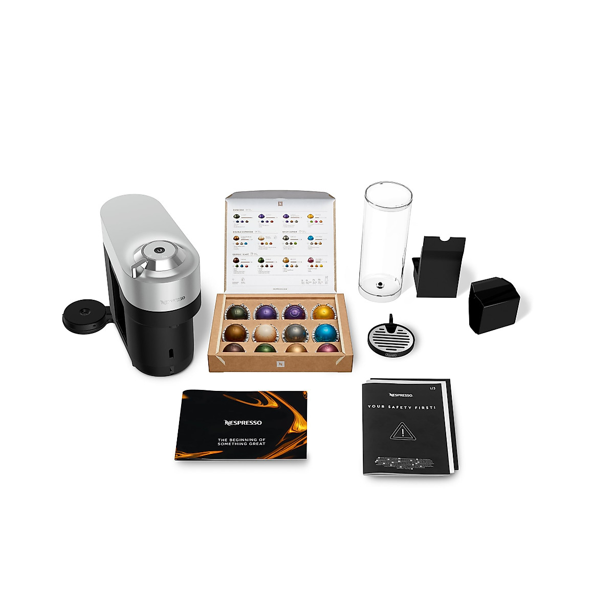 Nespresso Vertuo Pop+ Deluxe by De'Longhi with Aeroccino, Silver