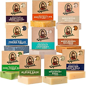 Dr. Squatch Men's Soap Gift Set (10 Bars) – NEW Coconut Castaway, Wood Barrel Bourbon, Fresh Falls, Birchwood Breeze, Cool Fresh Aloe, and more – Men’s Natural Bar Soap – Cold Processed Soap for Men