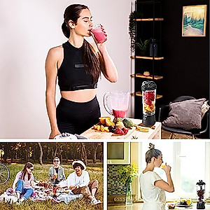 Portable Blender,Tulevik Personal Blender for Shakes and Smoothies with 6 Blades,20 Oz Mini Blender with Travel Lid and USB Rechargeable for Kitchen/Gym/Travel/Office, BPA-Free, Black