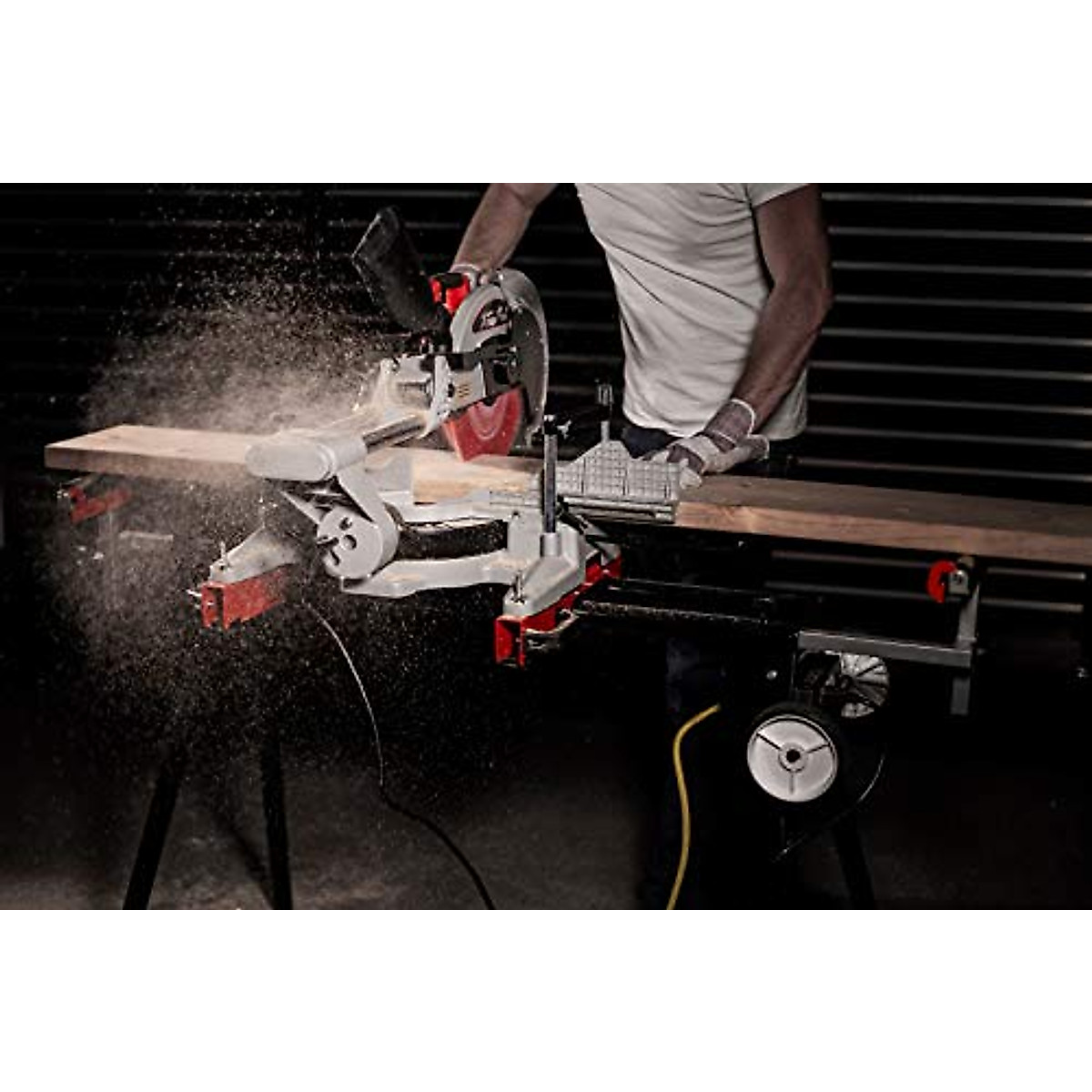 XtremepowerUS 12-Inch Sliding Compound Miter Saw, Blades, Precision Cut Blade Guard Build-in Dust Bag