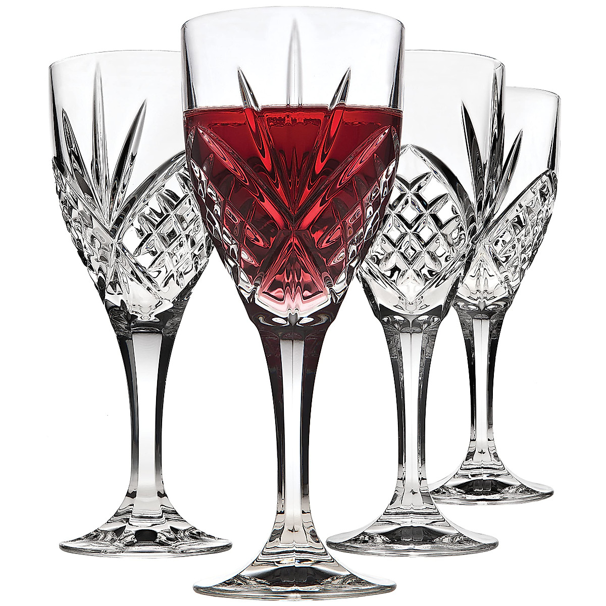 Godinger Mixed Drinkware Set, 4 Wine Glasses 4 Highball Glasses 4 Whiskey Glasses, Drinking Glasses Set, Glass Cups Glasses - Dublin Crystal Collection, Set of 12
