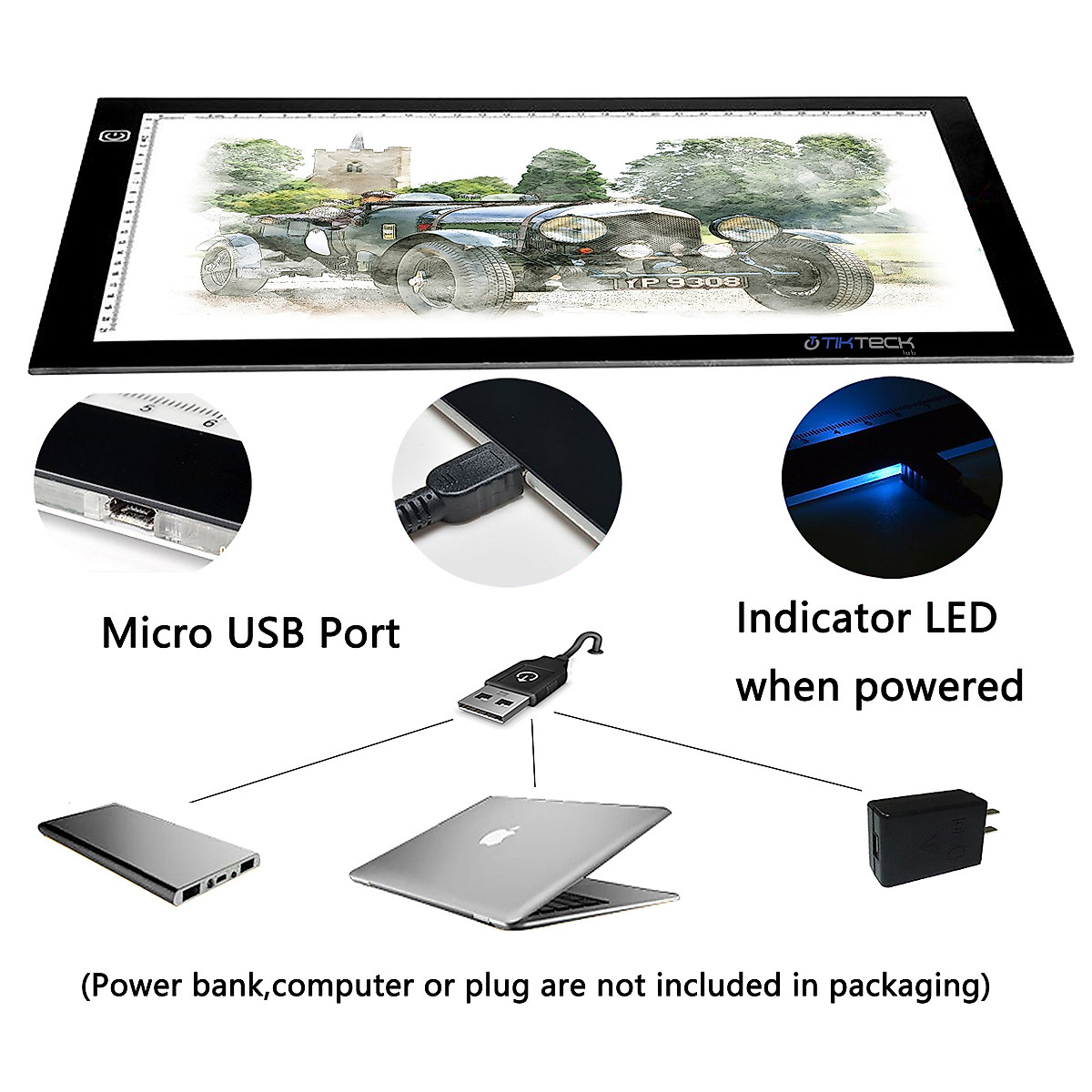 A4 Ultra-Thin Portable LED tracing Light Box Dimmable Brightness LED Art Tracing Pad for Artist Drawing Sketching Animation Stencilling and 5d Diamond Painting (Black, A4)