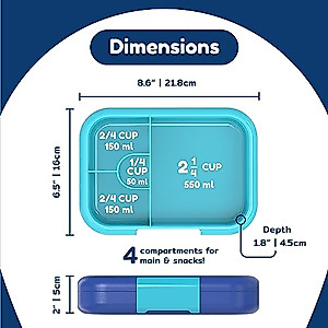 BOZ Bento Box for Kids - Kids Bento Lunch Box for Ages 3 to 7 – Toddler Lunch Box for Daycare – Leak Proof 4 Compartments Kids Lunch Container – Dishwasher Safe Kids Bento Box – Dinosaur Lunch Box