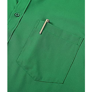 Mens Dress Shirt Slim Fit Long Sleeve Button Down Shirt Suit Wear No Tuck Green Medium Camisas De Vestir para Hombre