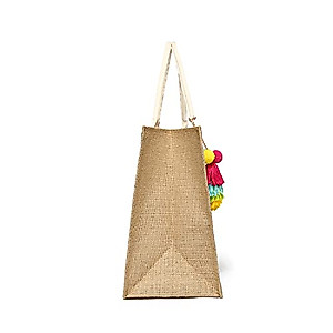 JOLLQUE Straw Beach Bag for Women,DIY Large Tote with Tassel,Handwoven Natural Straw Shoulder Bags with Handle (Empty X-Large)