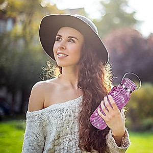 Diamond Water Bottle, Bling Diamond Vacuum Flask, Sparkling Diamond Water Bottle, High-Grade Stainless Steel Rhinestone Vacuum Flask, Leak-Proof Vacuum Flask With Chain (Pink, 500ML)